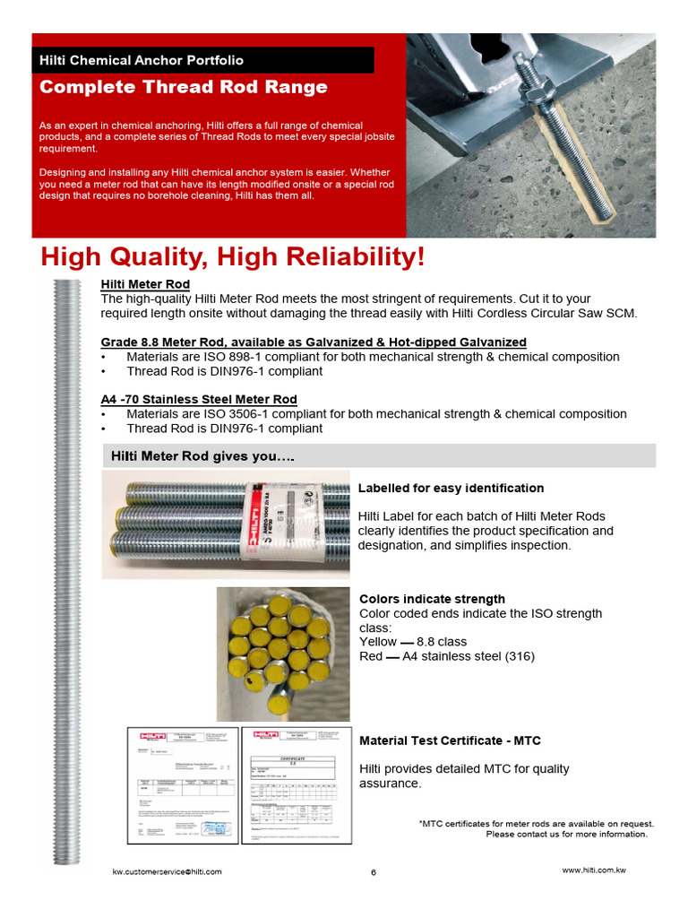 Hilti AM Threaded Rod | PDF | Concrete | Washer (Hardware)
