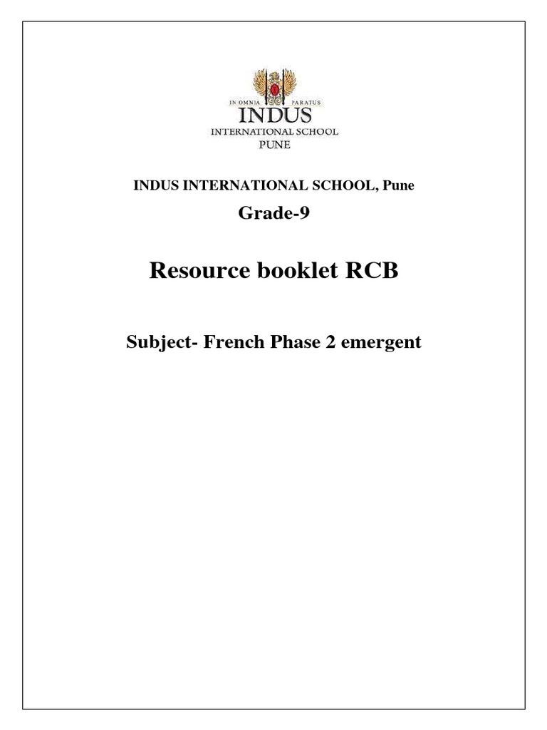Year 4 French Emergent Resource Booklet HYE | PDF