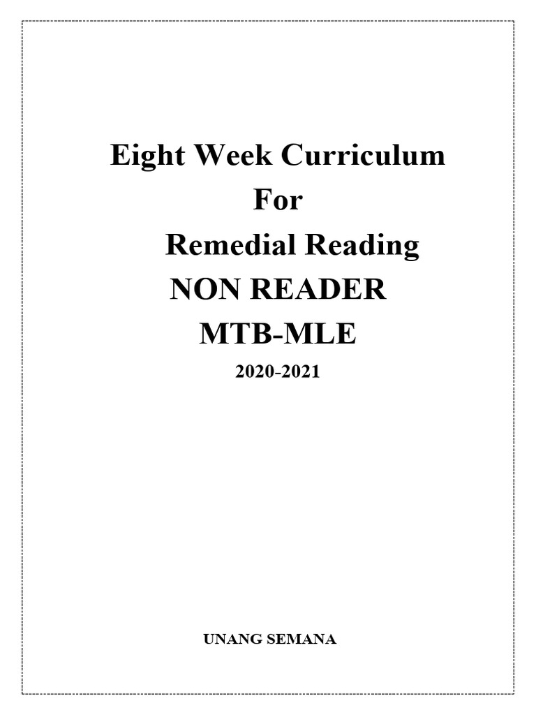 Remedial Reading 8 Week Curriculum For NR 128129 | PDF