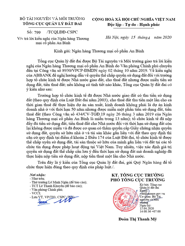 CV Duoc The Chap Dat Thue Tra Tien Mot Lan Duoc Mien Mot So Nam (CV 799 ...