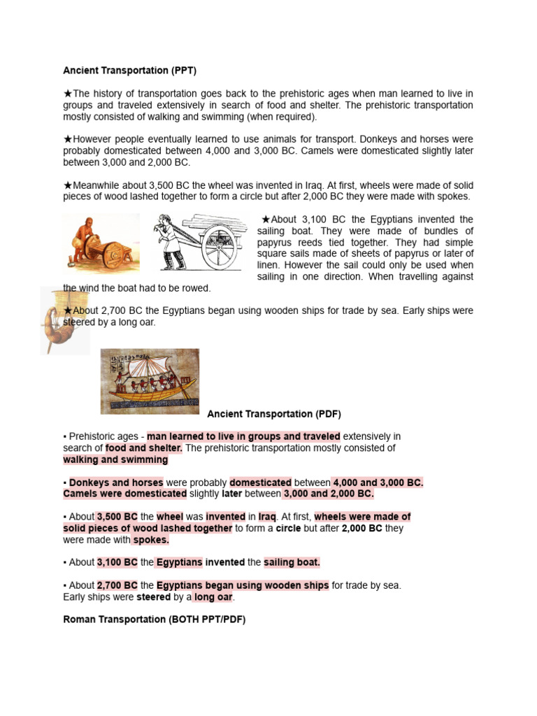 Ancient Modes of Transportation | PDF | Social Science | Classics