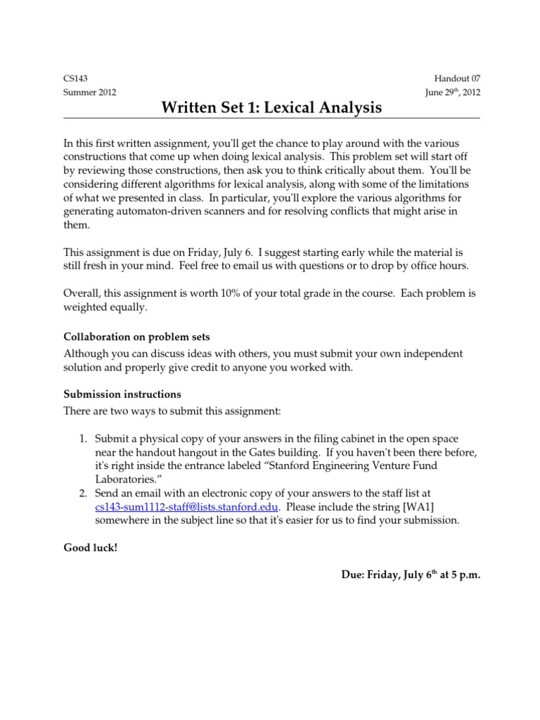 070 Problem Set 1 | PDF | Regular Expression | Algorithms