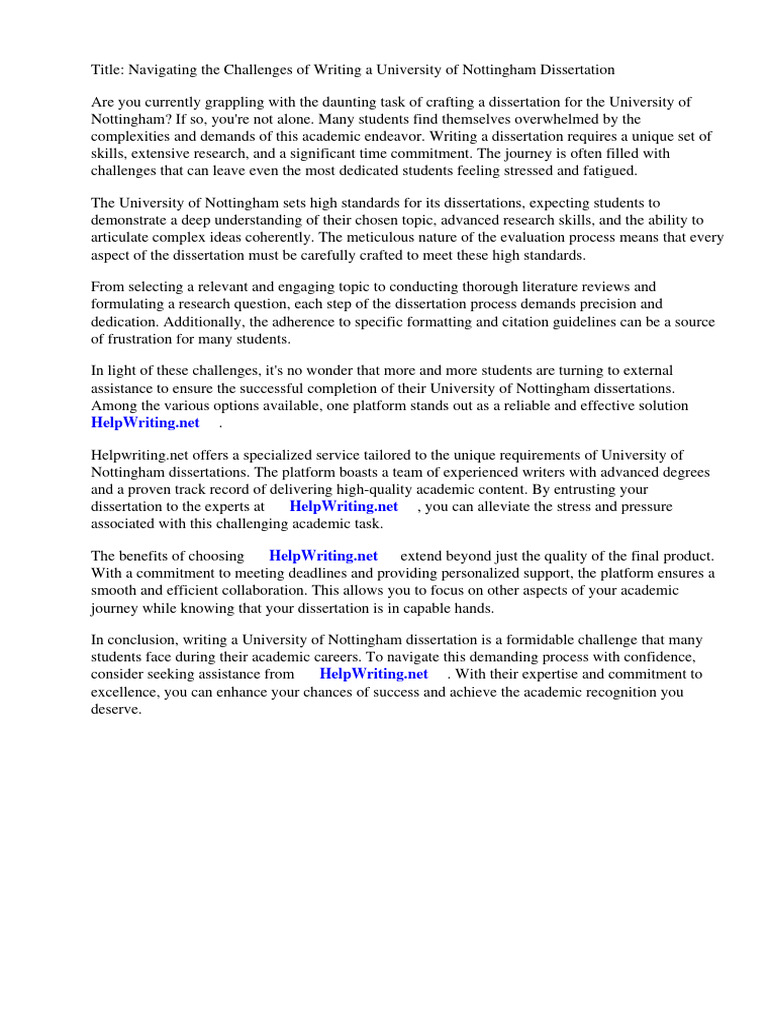 University of Nottingham Example Dissertation | PDF | Leadership | Thesis