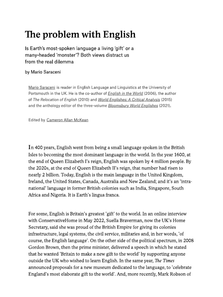 The Problem With The English Language | PDF