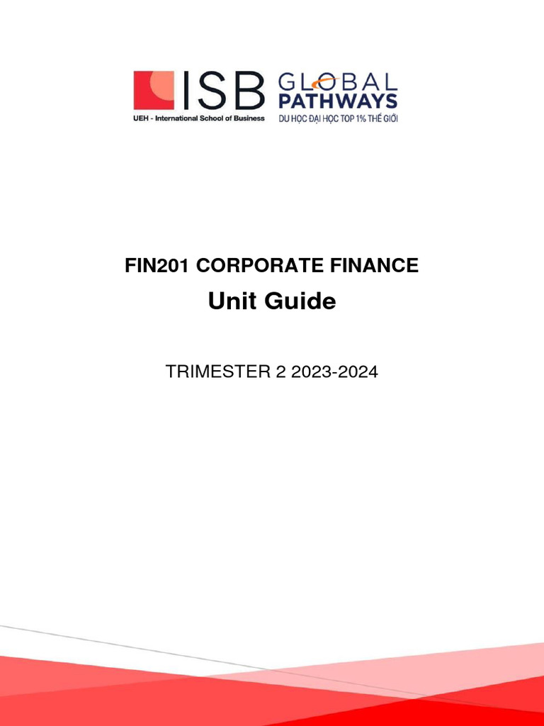 (Cf-t22324pwb-1) Fin201 Corporate Finance - t2 2023-2024 | Download Free PDF | Valuation ...