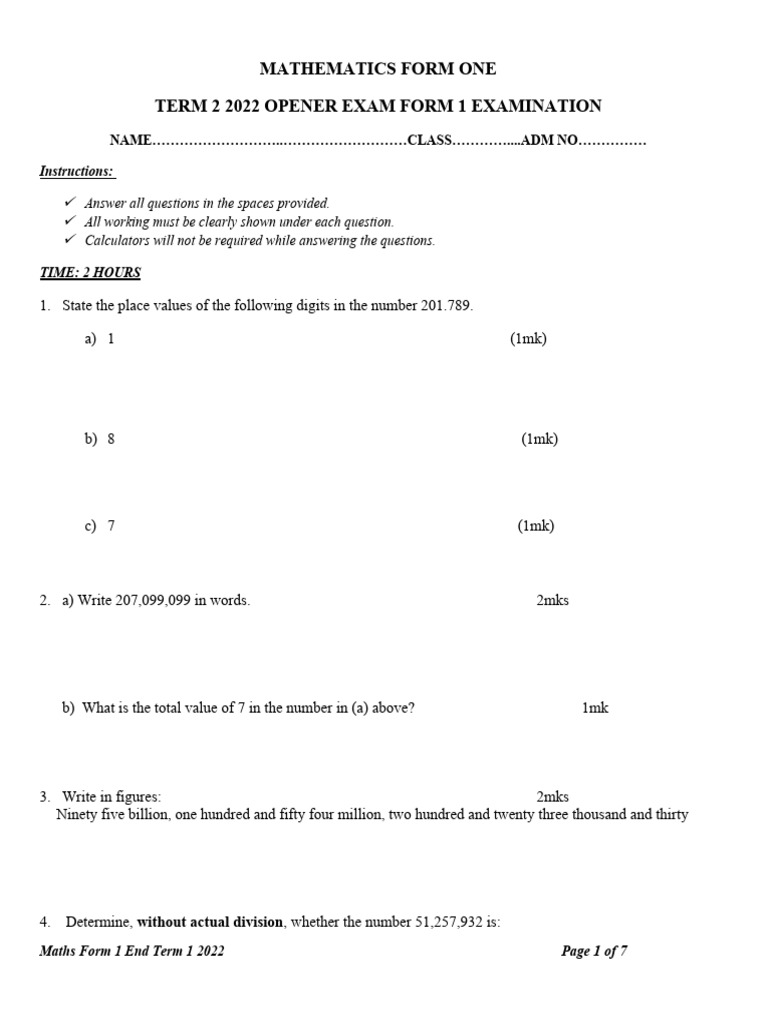 MATHS-QN-F1-OPENER-T2-TEACHER_CO_KE | PDF | Numbers | Mathematical Objects