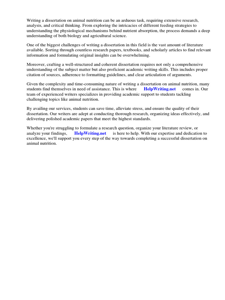 Animal Nutrition Dissertation | PDF | Nutrition | Diet & Nutrition