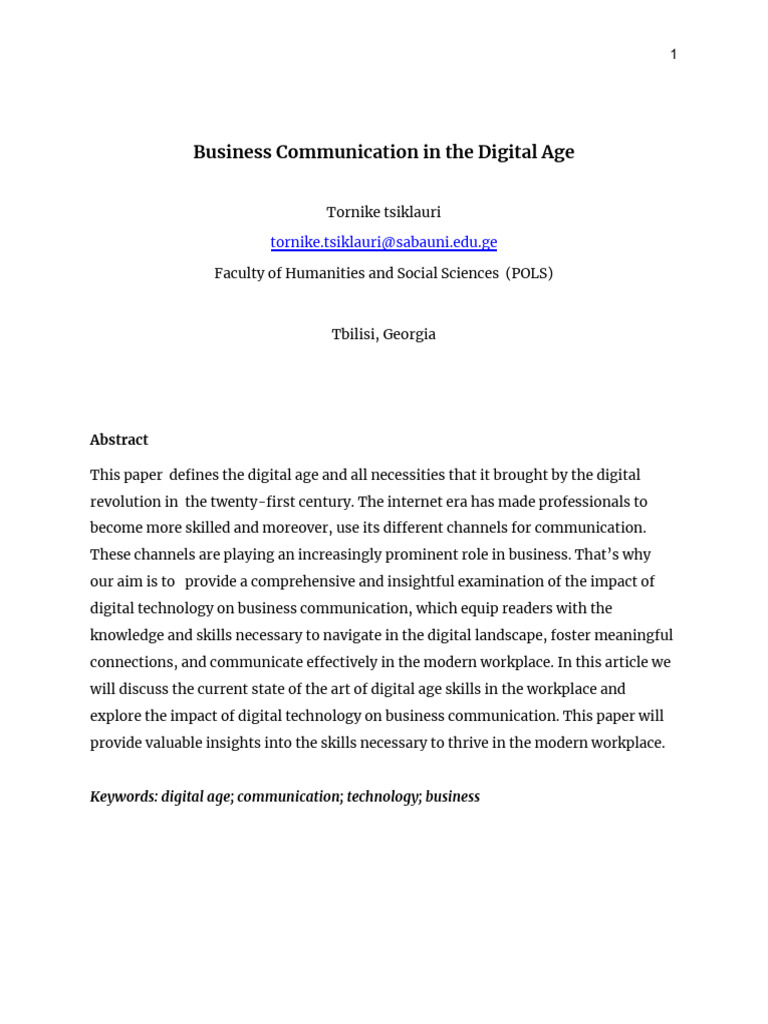 Digital Age Business Communication Skills | PDF | Nonverbal ...