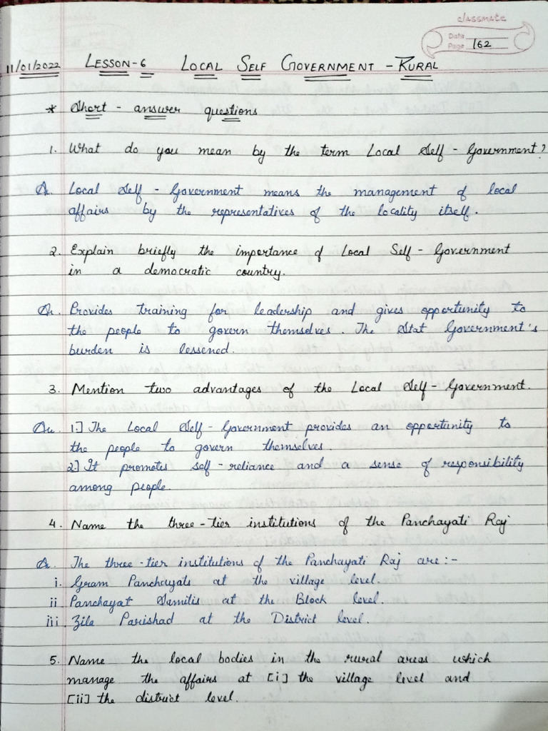 Lesson 6 Local Self Government - Rural | PDF
