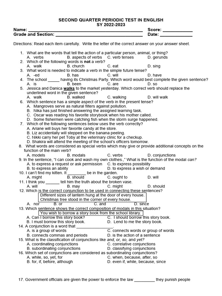 English 5-Q2-Assessment Tool | PDF | Verb | Narration