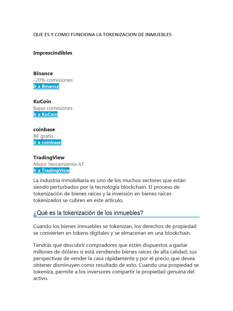 Que Es y Como Funciona La Tokenizacion de Inmuebles | Descargar gratis ... Que Es y Como Funciona La Tokenizacion de Inmuebles | Descargar gratis ...