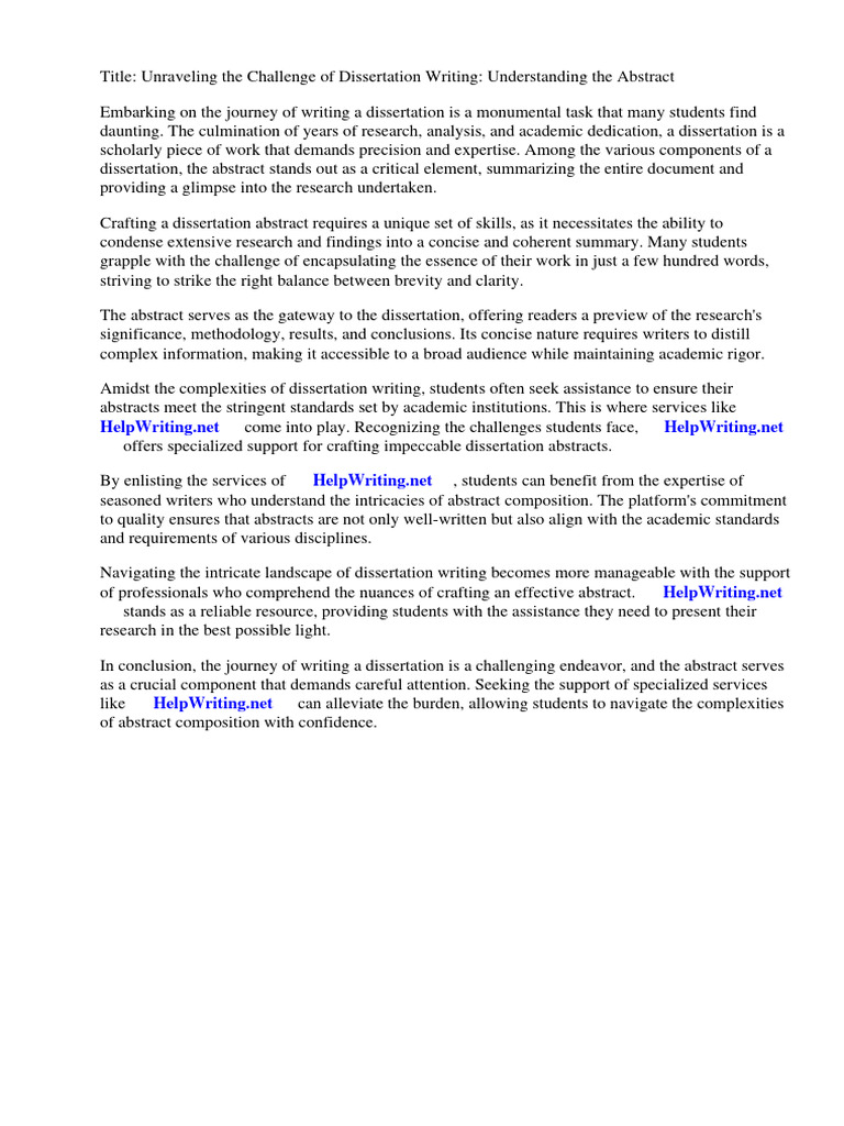 Dissertation What Is An Abstract | PDF | Thesis | Abstract (Summary)