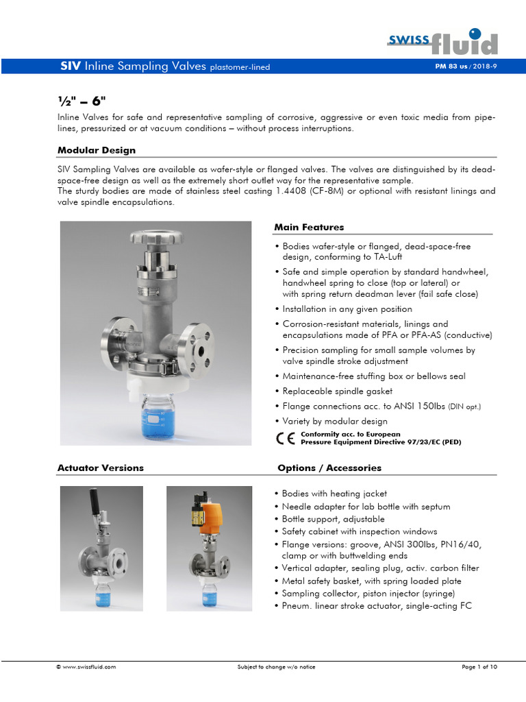 Corrosive Media Sampling Valves | PDF | Valve | Mechanical Engineering