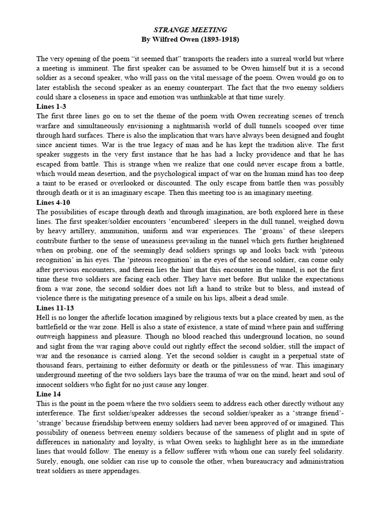 Analysis, STRANGE MEETING | PDF