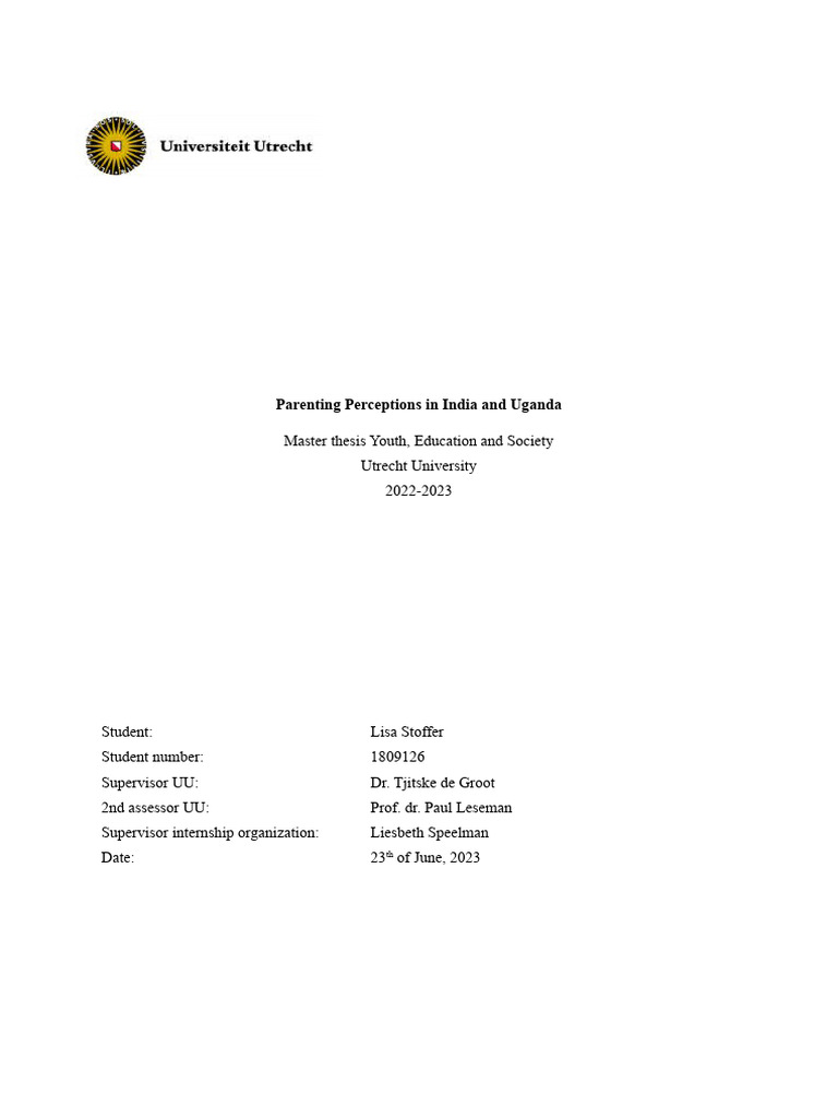 Stoffer Lisa Masterthesis 1809126 | PDF | Parenting | Parent