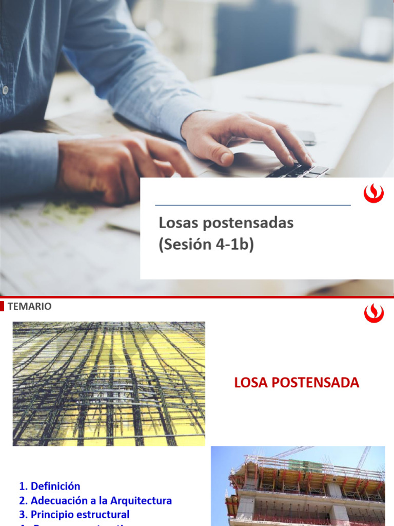 Losas Postensadas (4-1b) | PDF | Hormigón | Acero