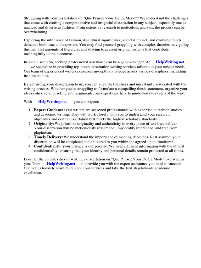 Dissertation Help: Fashion Insights | PDF | Expert | Thesis