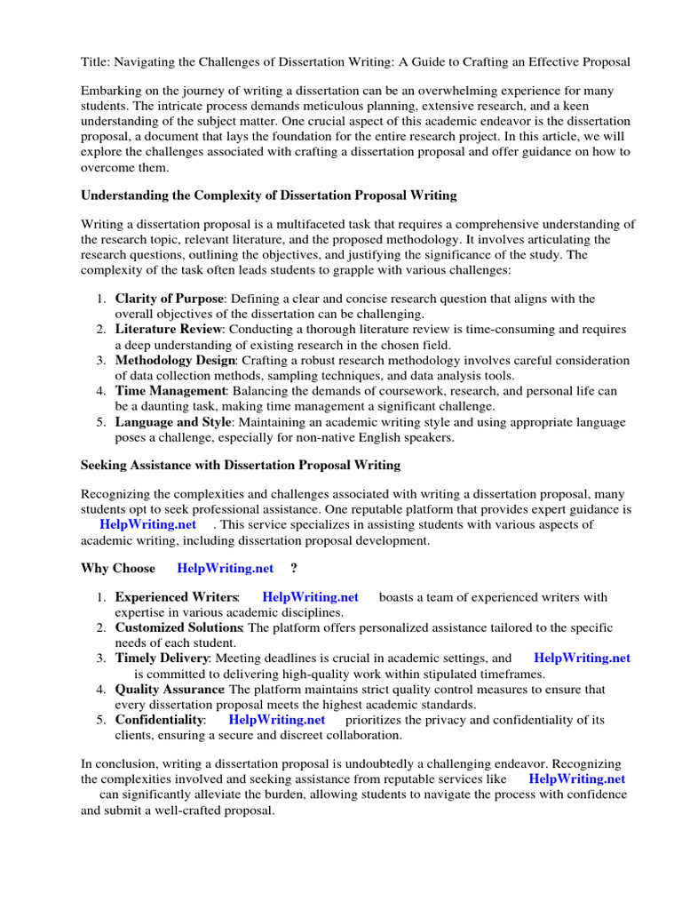 How To Write Dissertation Proposal Example | Download Free PDF | Thesis ...