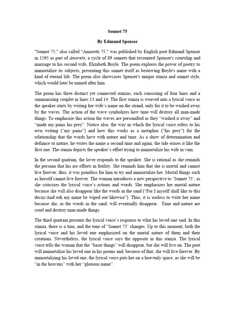 Sonnet 75 by Edmund Spenser | PDF | Poetry | Edmund Spenser