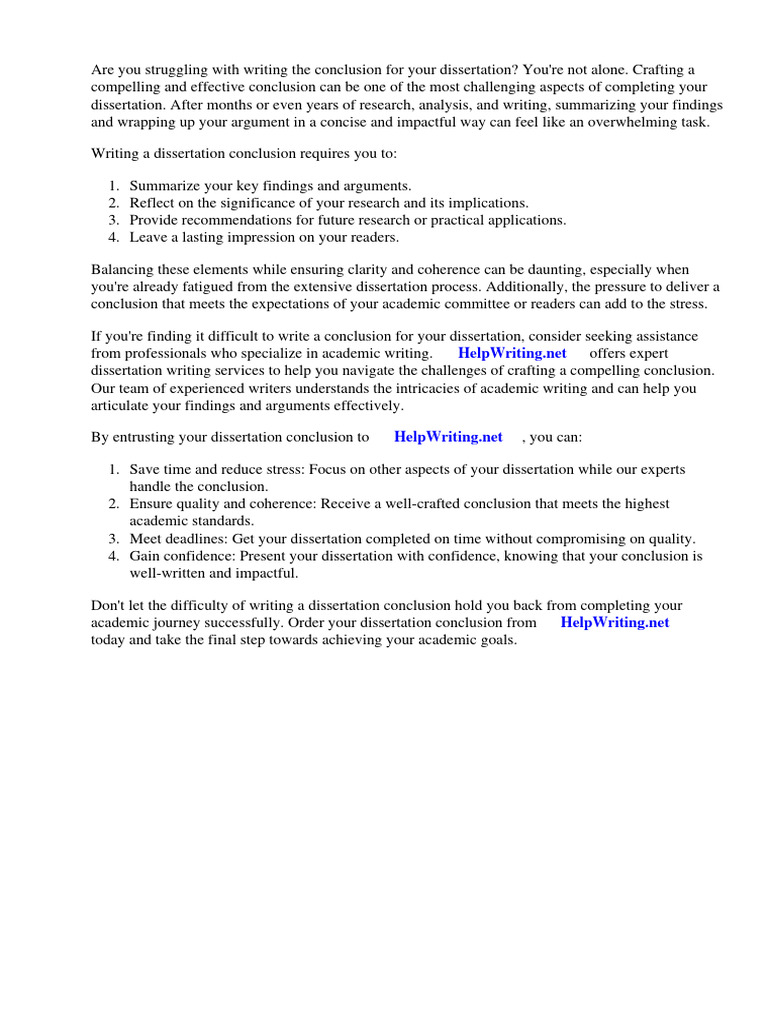 How To Write A Conclusion For Your Dissertation | PDF | Essays | Thesis