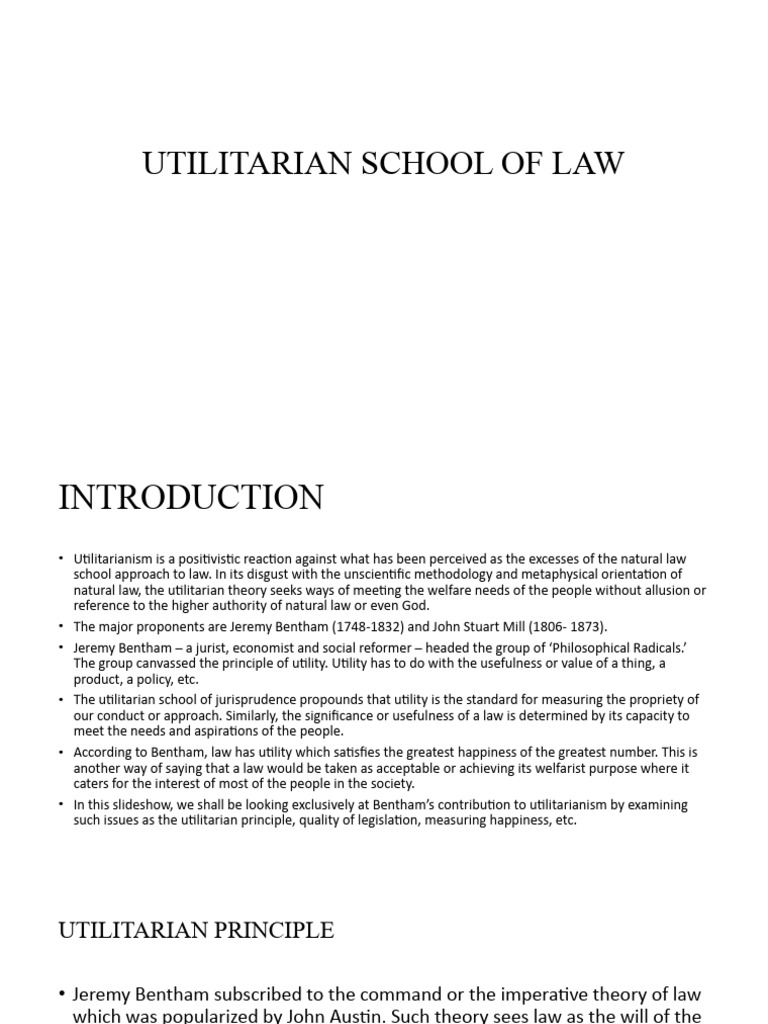 Utilitarian School of Law | PDF | Utilitarianism | Pleasure