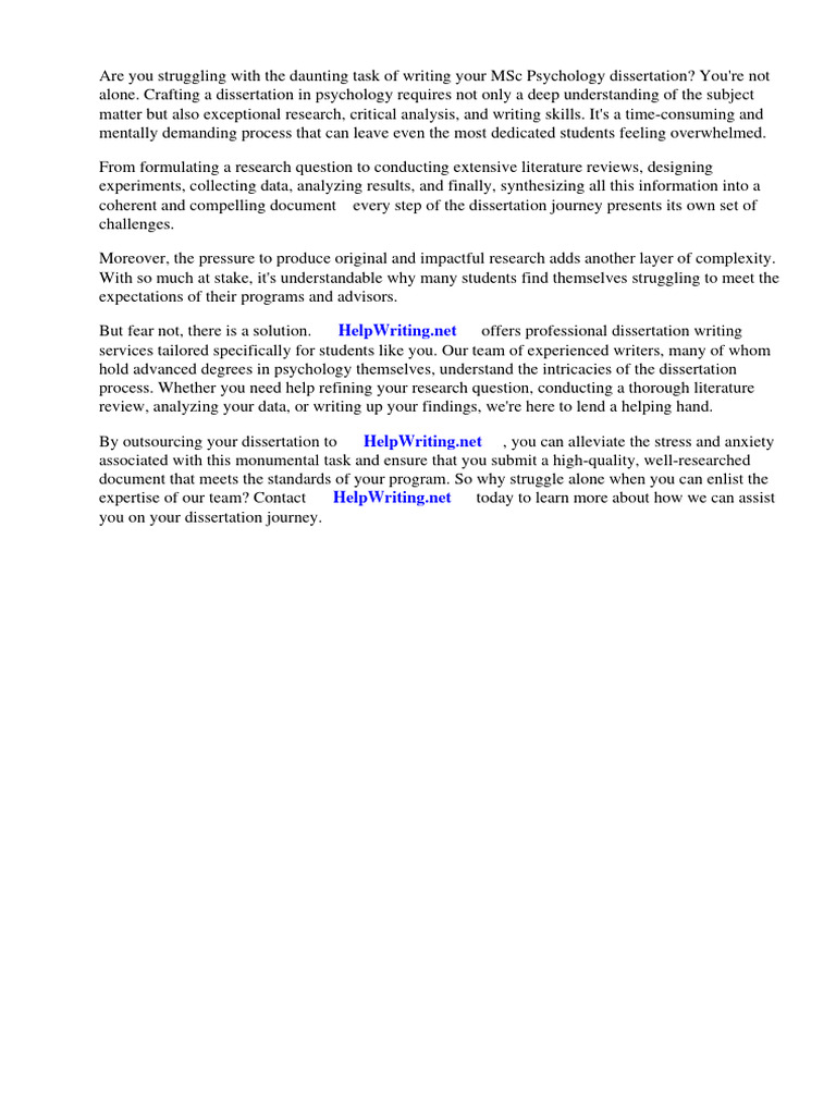 MSC Psychology Dissertation Ideas | PDF | Psychology | Educational ...