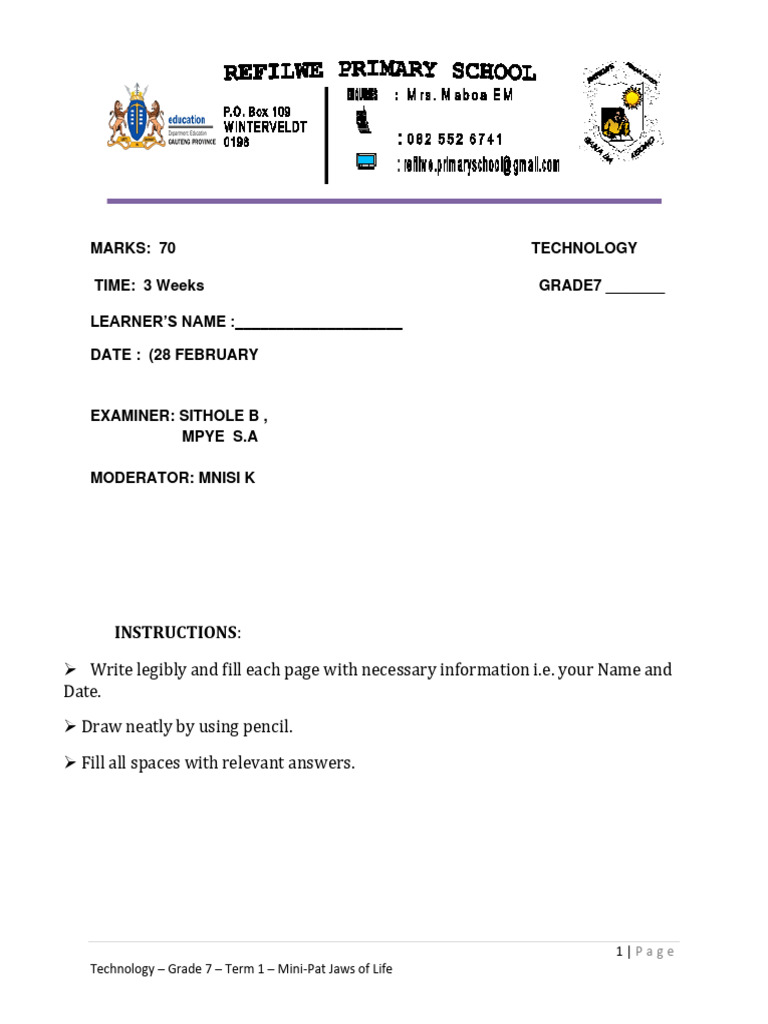 Grade 7 TECH PAT TERM 1 Jaws of Life | PDF Grade 7 TECH PAT TERM 1 Jaws of Life | PDF