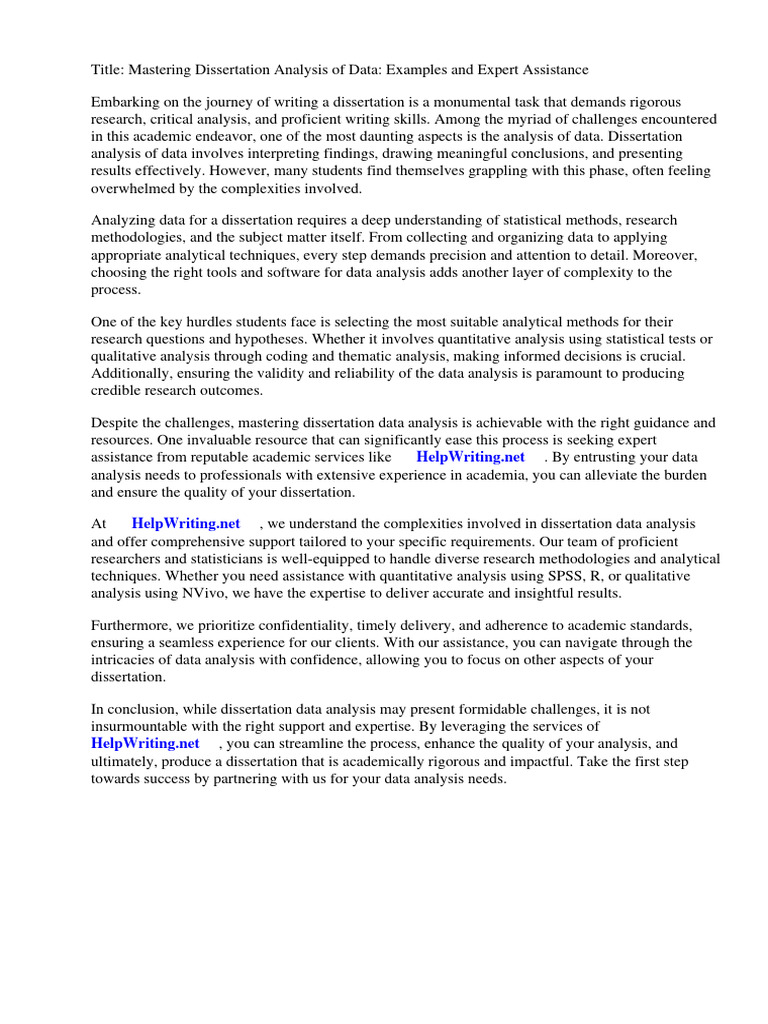Dissertation Analysis of Data Examples | PDF | Data Analysis | Statistics