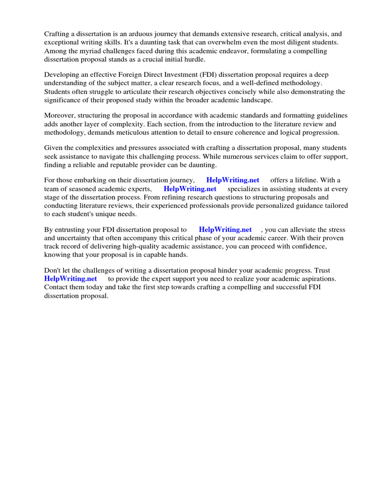Fdi Dissertation Proposal | Download Free PDF | Thesis | Doctor Of Philosophy