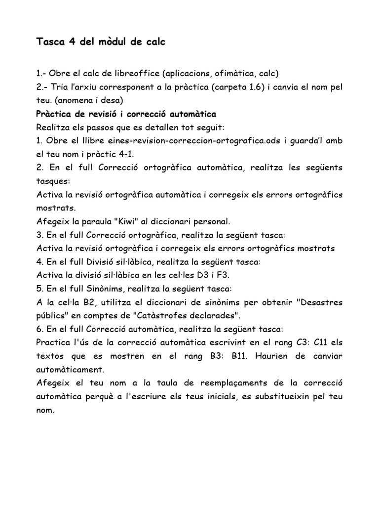 Tasca 4 Calc | PDF