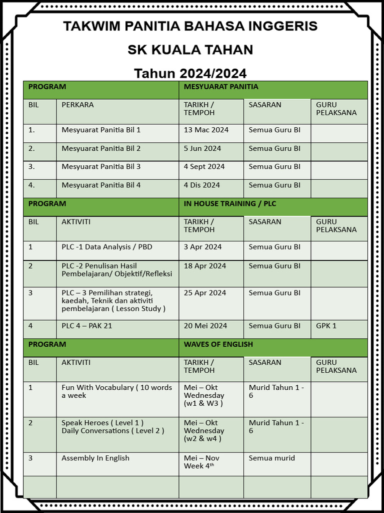 Takwim Panitia Bi 2024 | PDF