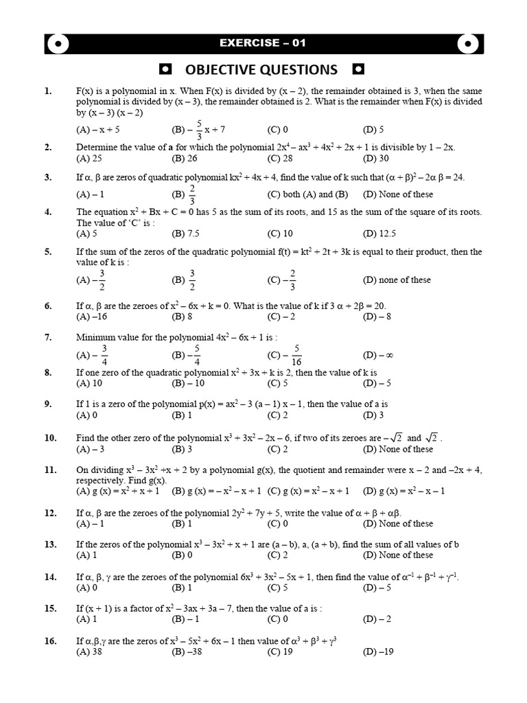 Polynomial Level 0 1710587996284 | PDF | Zero Of A Function | Factorization