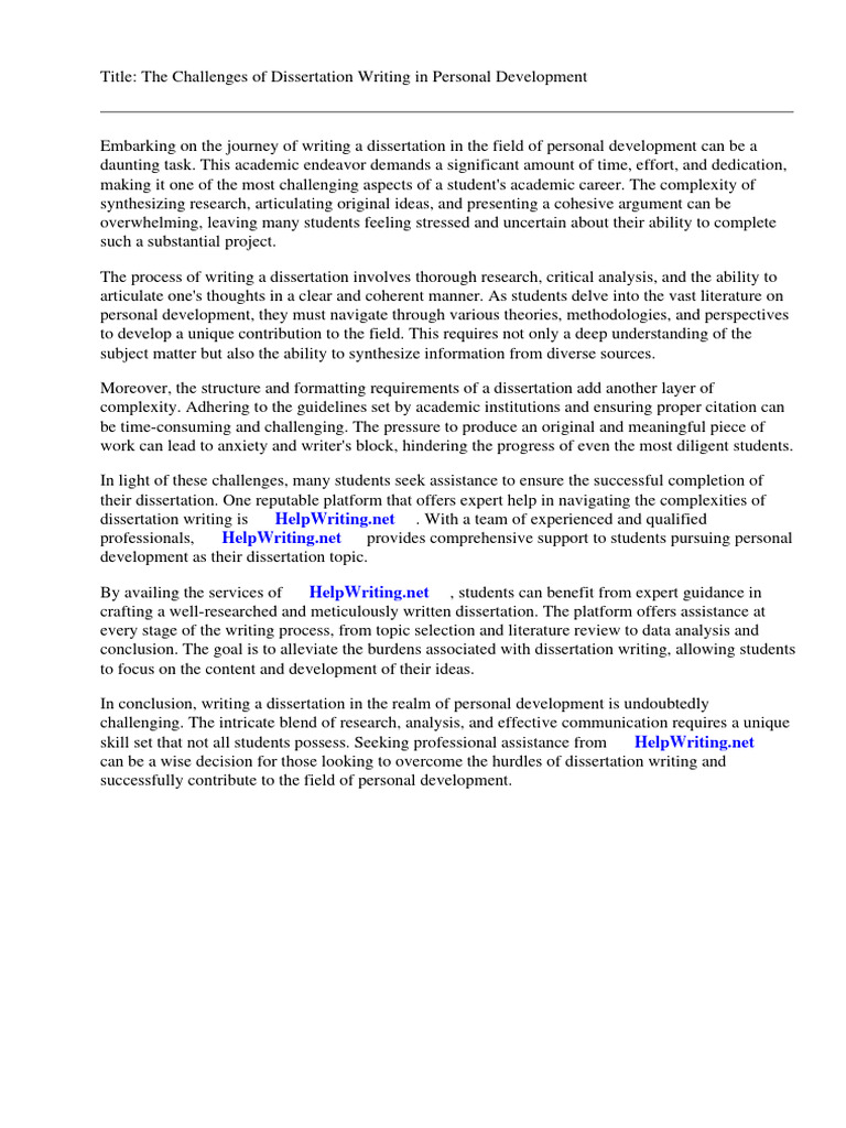 Dissertation Personal Development | PDF | Learning | Communication