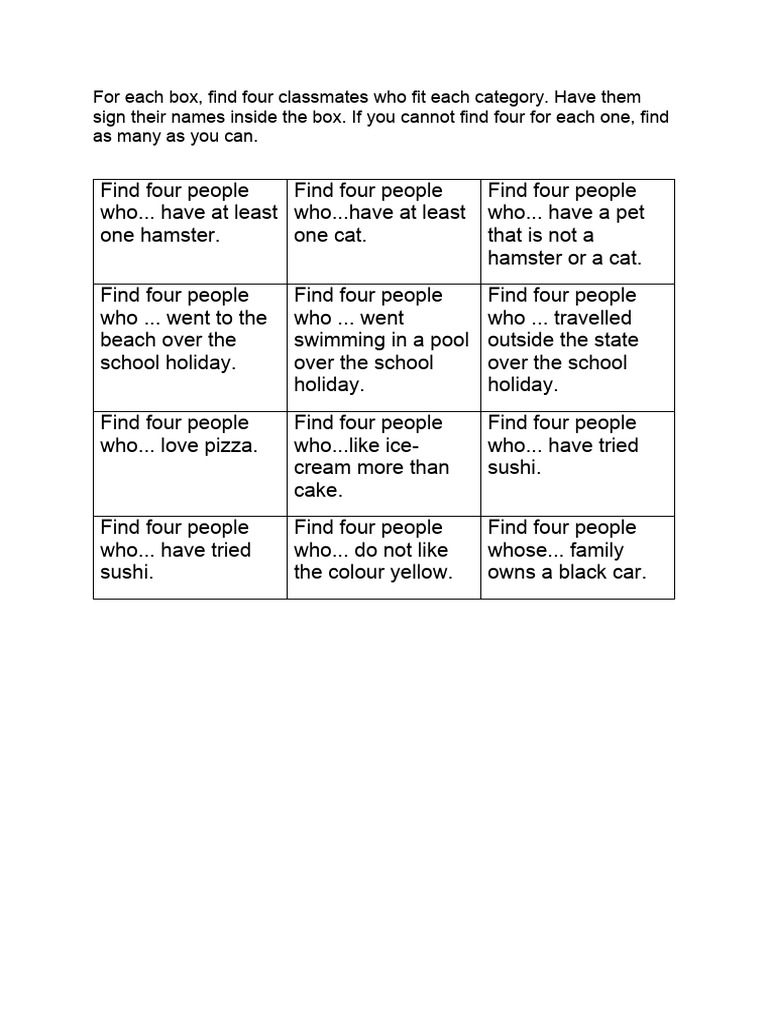 Ice Breaking Activities | PDF | Language Arts & Discipline | Self ...