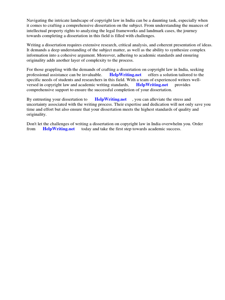 Dissertation On Copyright Law in India | PDF | Copyright | Intellectual ...