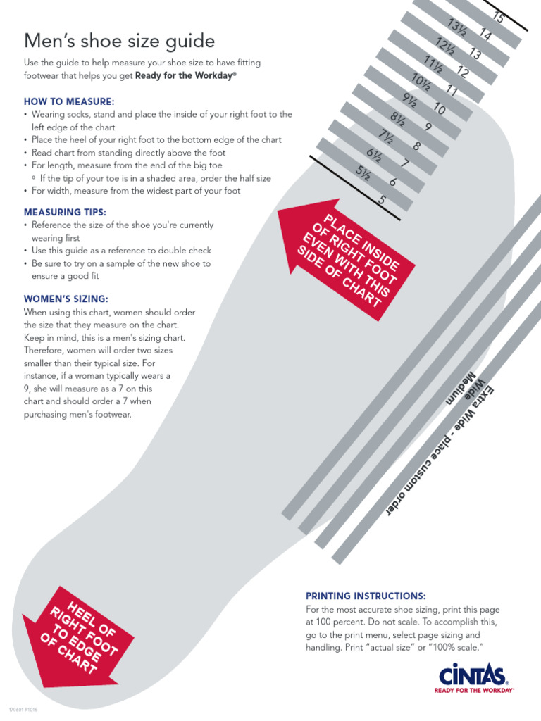 Men's Shoe Size Guide: PL AC EI NSI DE OF RIG HT Foo T EVE N Wit HT HIS ...