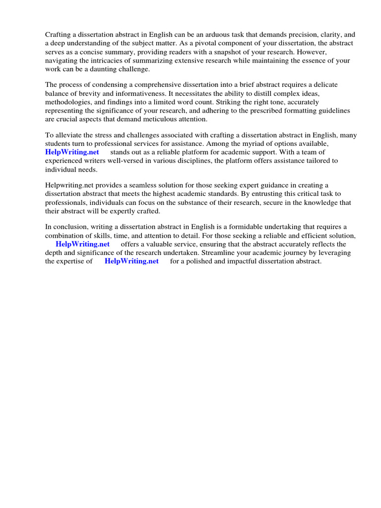 How To Write A Dissertation Abstract English Download Free Pdf
