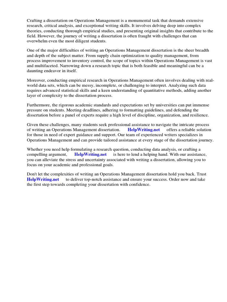 Op Management Dissertation Download Free Pdf Operations Management