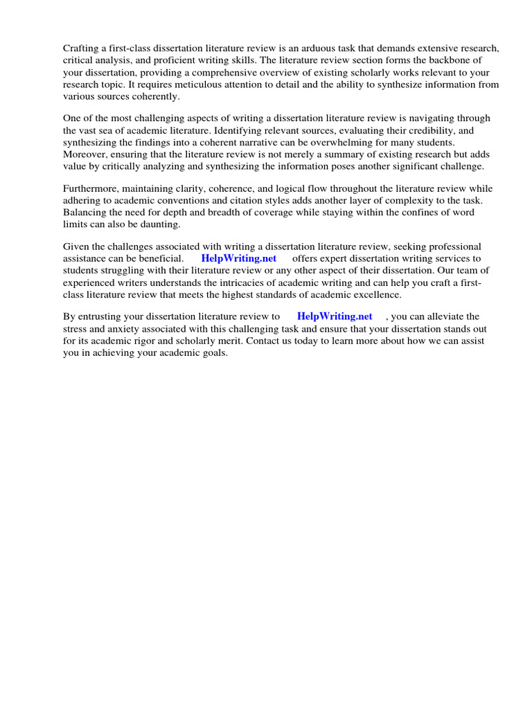 First Class Dissertation Literature Review | PDF | Thesis | Literature ...