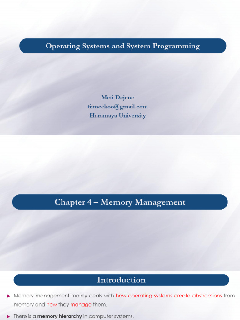 OS - Chapter - 4 - Memory Management | PDF | Computer Data Storage | Programming