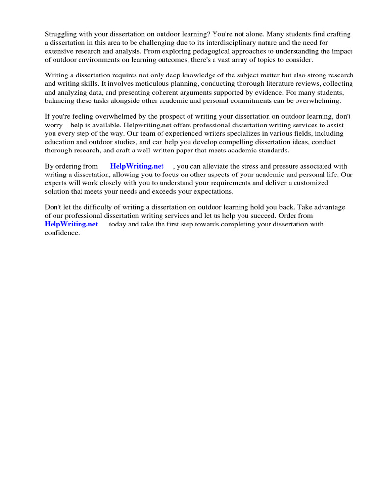 Dissertation Ideas Outdoor Learning | Download Free PDF | Nursing | Learning
