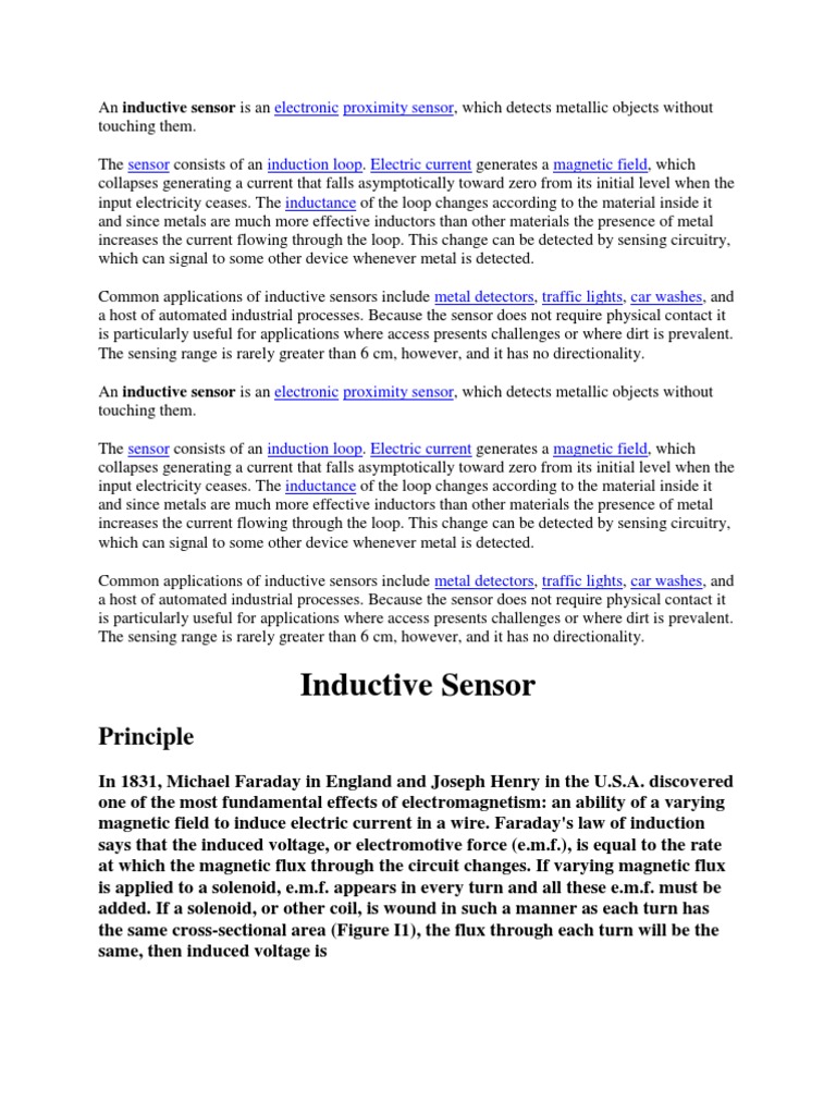 Inductive Sensor: Principle | PDF | Inductor | Piezoelectricity