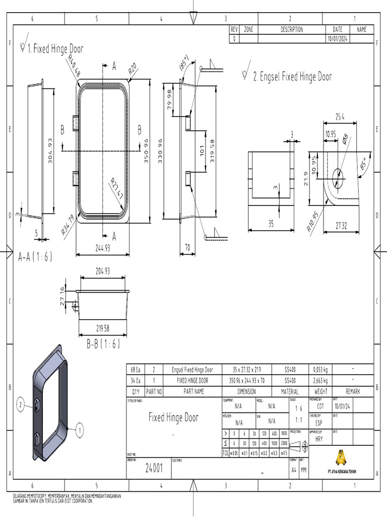 Fixed Hinge Door Specifications Document | PDF