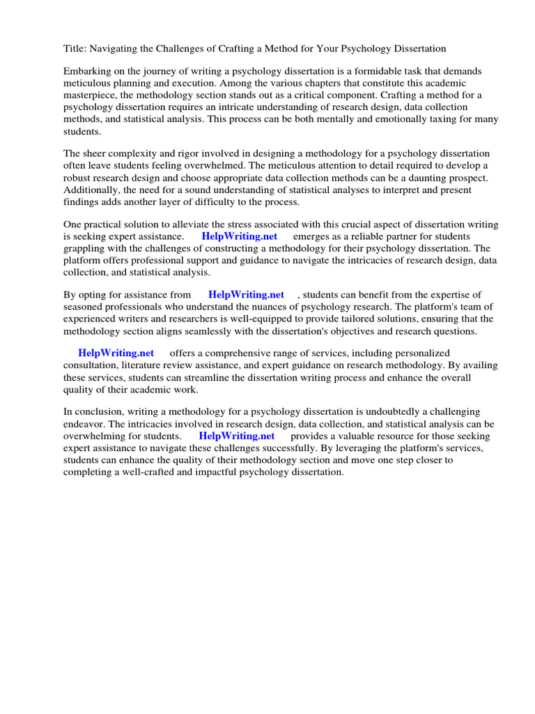 How To Write A Method For A Psychology Dissertation | PDF | Methodology ...