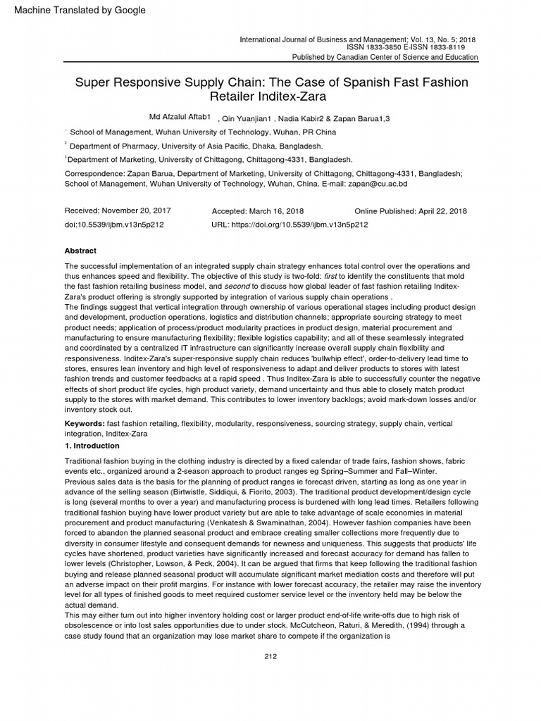 zara | PDF | Supply Chain | Inventory