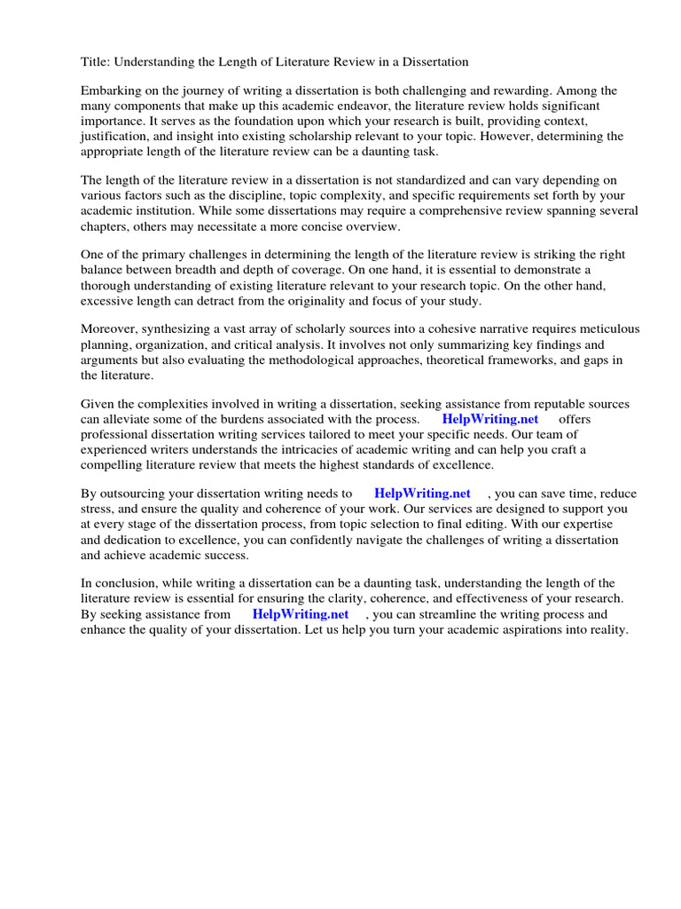 Length of Literature Review in A Dissertation | PDF | Literature Review | Thesis