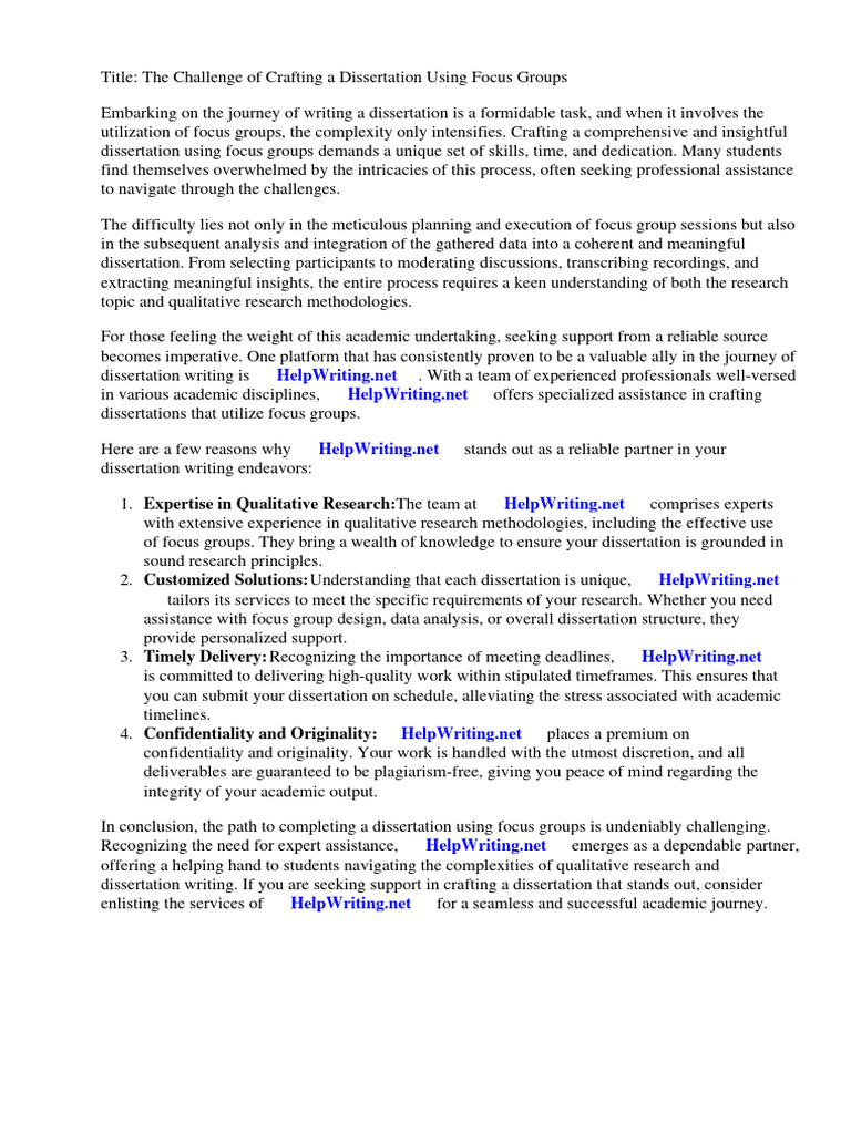 Dissertation Using Focus Groups | PDF | Methodology | Focus Group