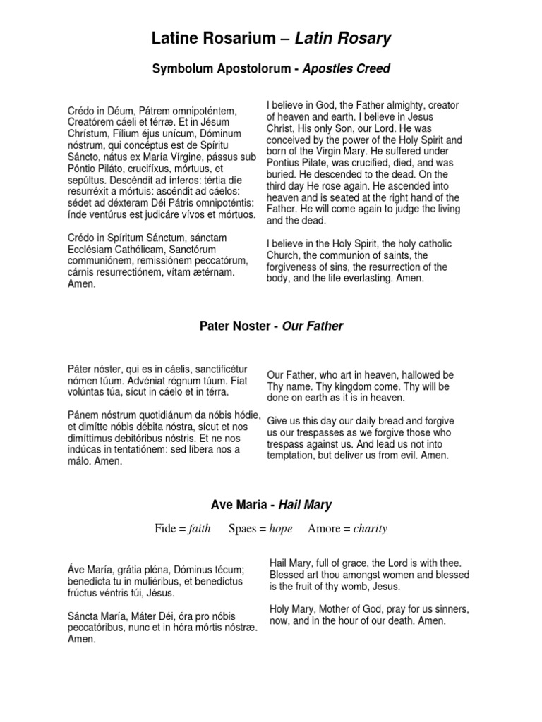 Latin Rosary Prayers and Mysteries | PDF | Christian Worship And ...
