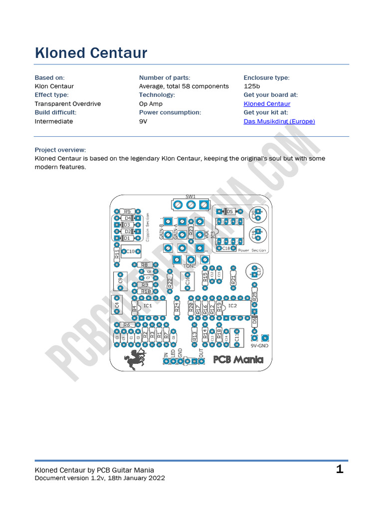Kloned Centaur Schematic and Guide | PDF | Printed Circuit Board ...