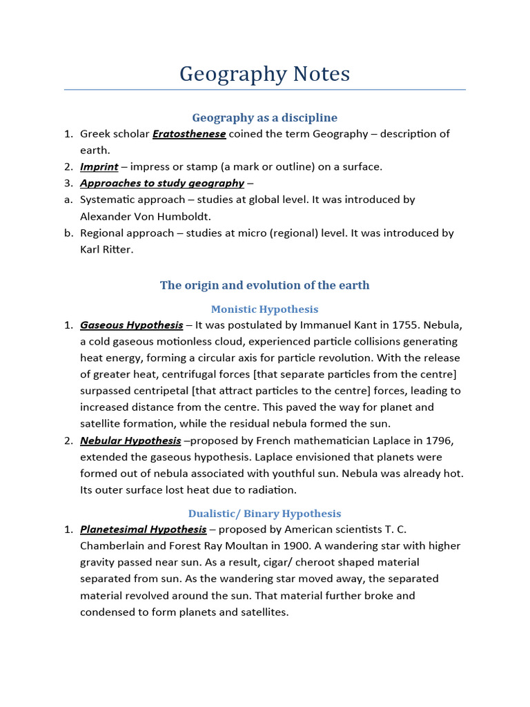 Geography Notes | PDF | Plate Tectonics | Volcano
